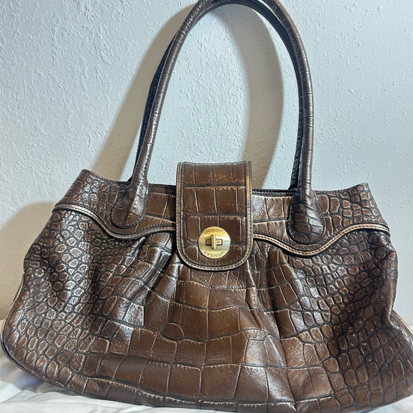 Monsac | Bags | Monsac Brown Crocodile Embossed Shoulder Bag | Poshmark